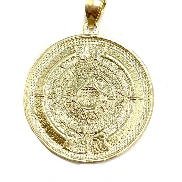 Jewelry | 1kt Gold Aztec Calendar Charm Pendant | Poshmark